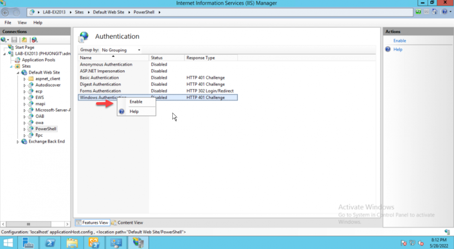 The WinRM client cannot process the request. It cannot determine the content type of the EMS ...